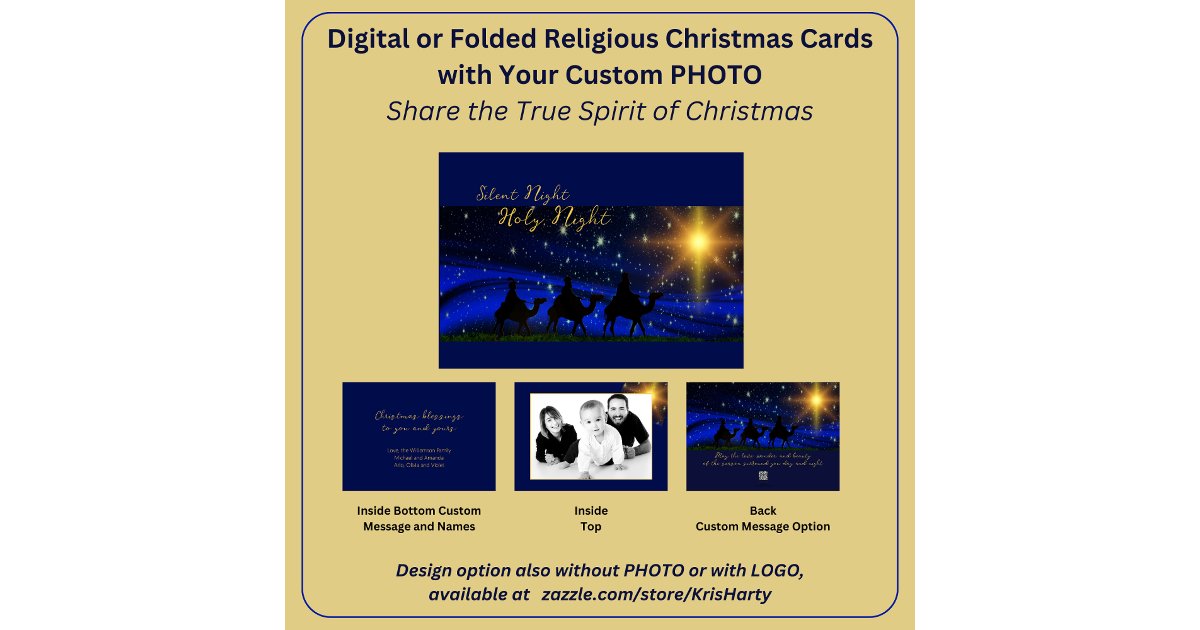 PHOTO Religious Christmas Card Blessing Elegant | Zazzle