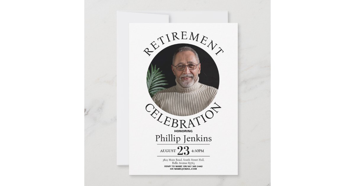 Photo Retirement Mens Celebration Modern Invitation | Zazzle