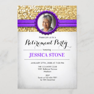 Purple Retirement Party Invitations | Zazzle