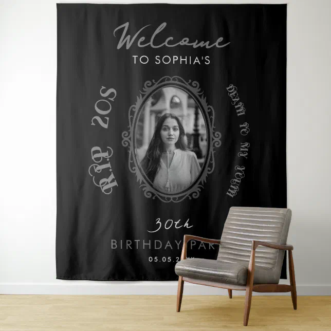 Photo RIP 20s 30th Birthday Party Welcome Backdrop | Zazzle