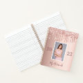 Photo rose gold glitter drips glam girly diary notebook | Zazzle