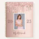 Photo rose gold glitter drips glam girly diary notebook | Zazzle