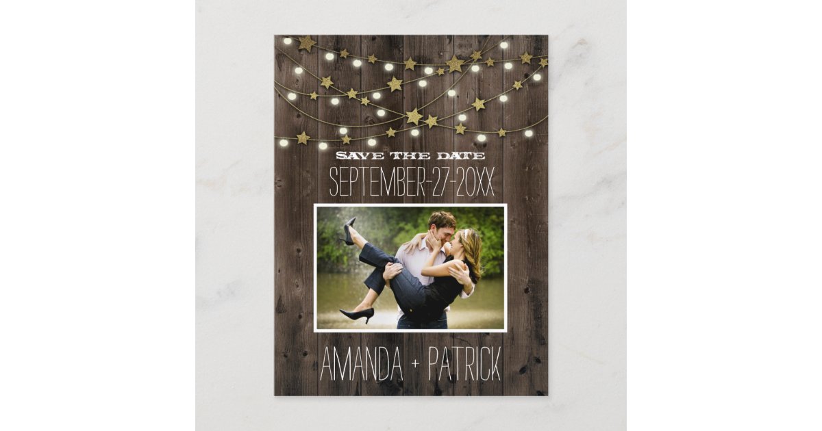 Photo Rustic Barn Wood Wedding Save The Date Cards | Zazzle
