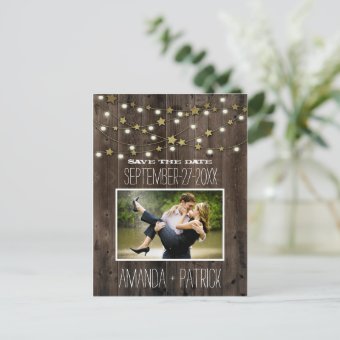 Photo Rustic Barn Wood Wedding Save The Date Cards | Zazzle