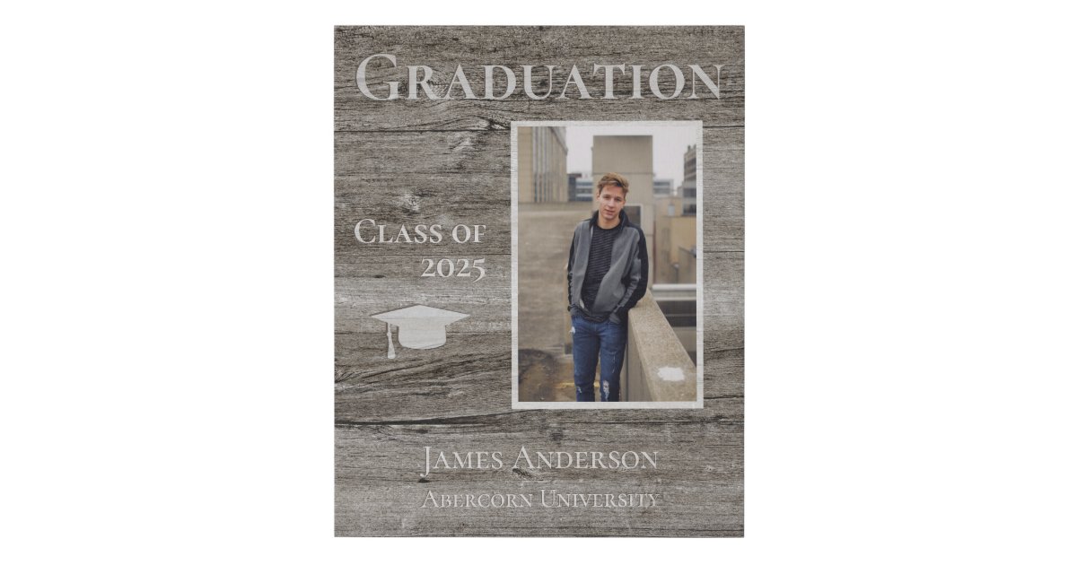 Photo Rustic Wood Graduation Faux Canvas Print | Zazzle