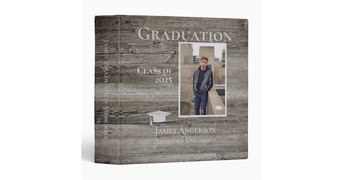 Photo Rustic Wood Graduation Scrapbook Album 3 Ring Binder | Zazzle.com