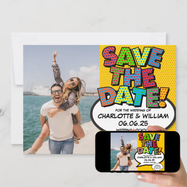 Photo Save the Date Fun Retro Comic Book Pop Art Invitation | Zazzle