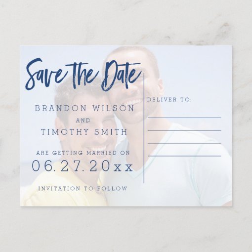 Photo Save The Date Postcards For Gay Wedding | Zazzle