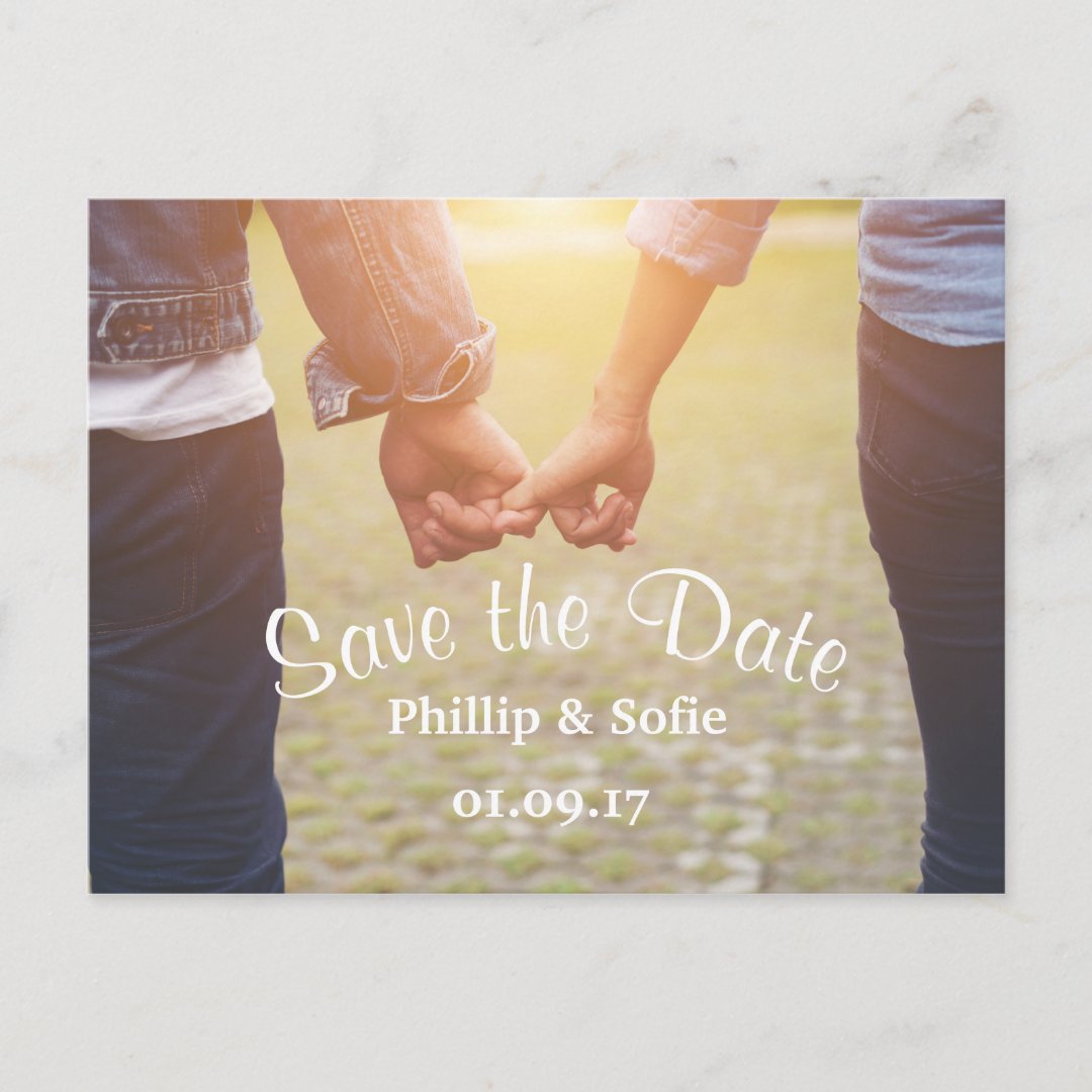 Photo Save the Date Rustic Postcard -Holding Hands | Zazzle