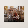 Photo Script Calligraphy Family Jigsaw Puzzle | Zazzle