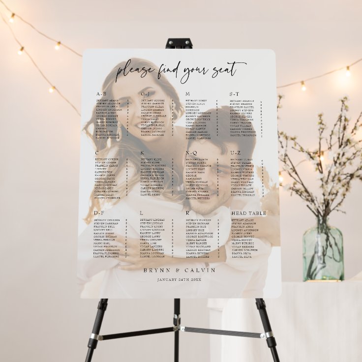 Photo Seating Chart Wedding Reception Table Sign | Zazzle