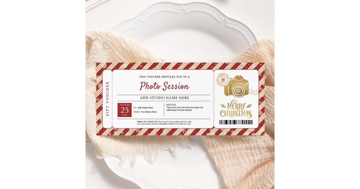 Photo Session Christmas Gift Certificate Invitation | Zazzle