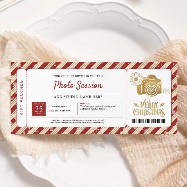 Photo Session Christmas Gift Certificate Invitation | Zazzle