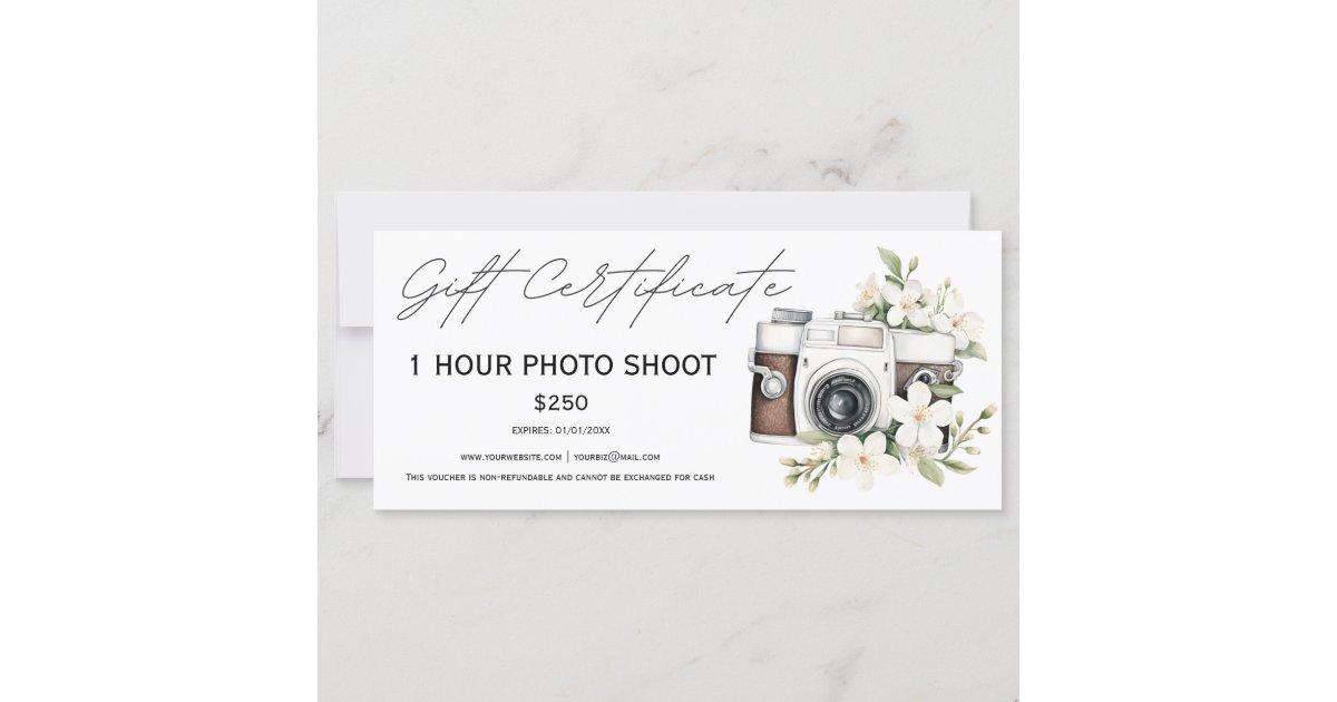 Photo shoot session voucher gift certificate | Zazzle