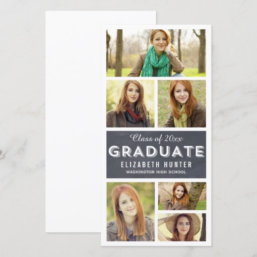 Photo Showcase CHALKBOARD Graduation Photo Cards | Zazzle