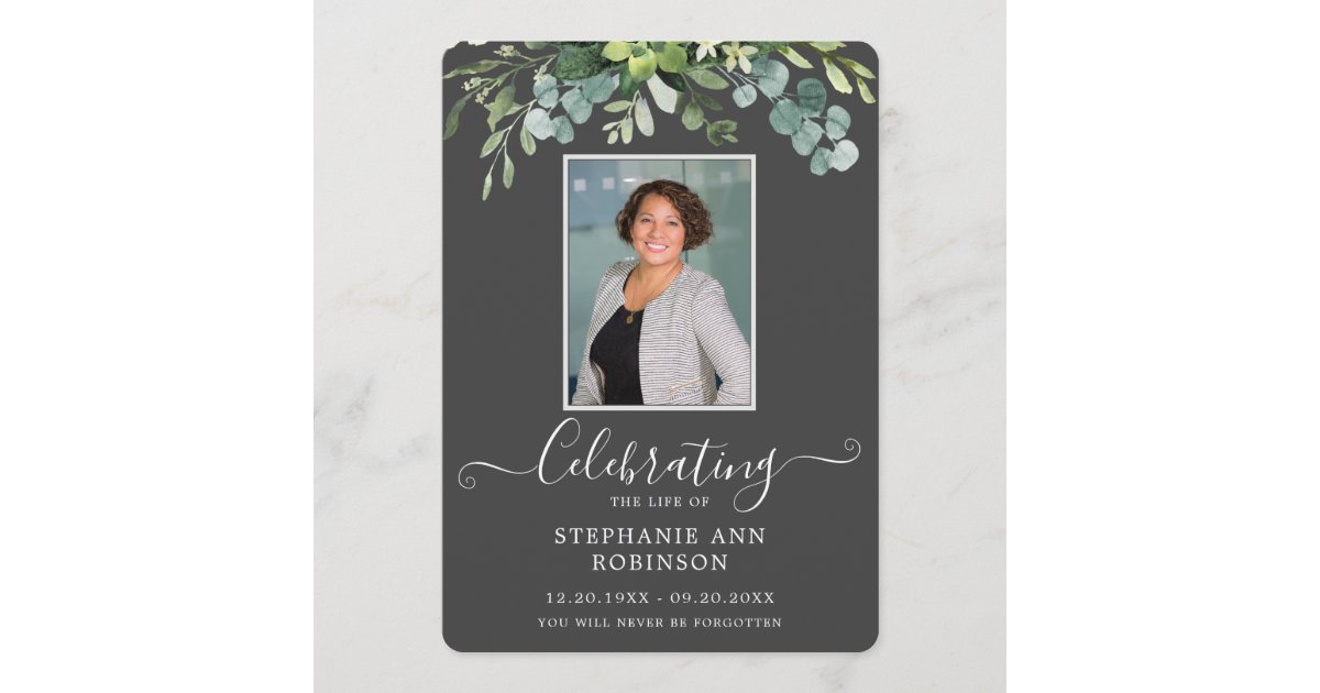 Photo Simple Elegant Order of Service Gray Program | Zazzle
