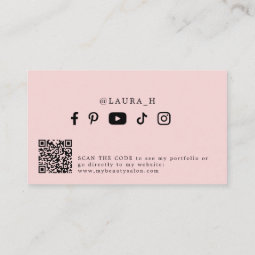 Photo simple modern feminine script QR code beauty Business Card | Zazzle