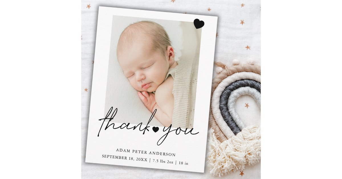 Photo Simple Thank You Birth Announcement Postcard | Zazzle