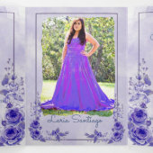 Photo Spanish Purple Lavender Roses Quinceanera Tri-Fold Invitation ...