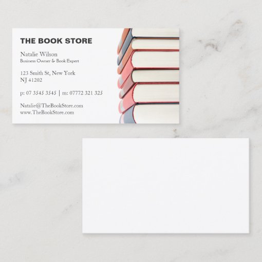 Photo, Stack of Books - Book Store - Business Card | Zazzle