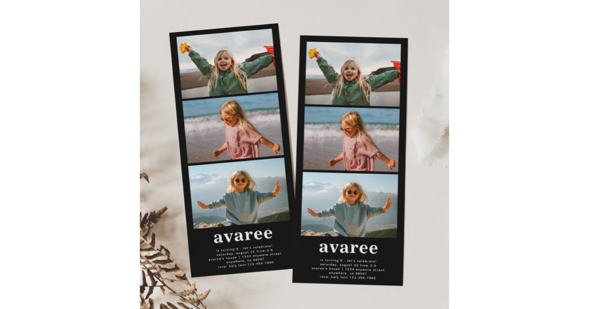 Photo Strip Birthday Invitation | Zazzle