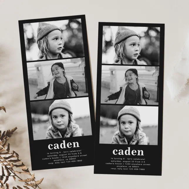 Photo Strip Birthday Invitation | Zazzle