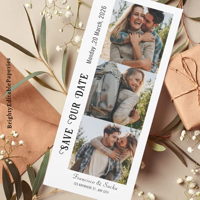 Photo Strip Save the Date Invitation | Zazzle