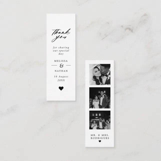 Photo Strip Wedding Favor Thank You Bookmark Calling Card | Zazzle