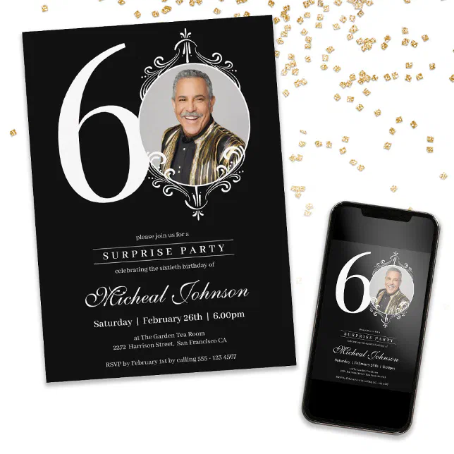 Photo Surprise 60th Birthday Party Invitation | Zazzle