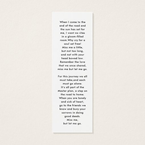 Photo Sympathy Funeral Memorial Poem Bookmark | Zazzle