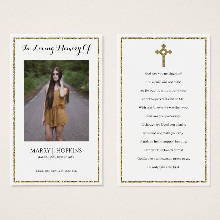 Photo Sympathy Funeral Memorial Prayer Cards | Zazzle.com