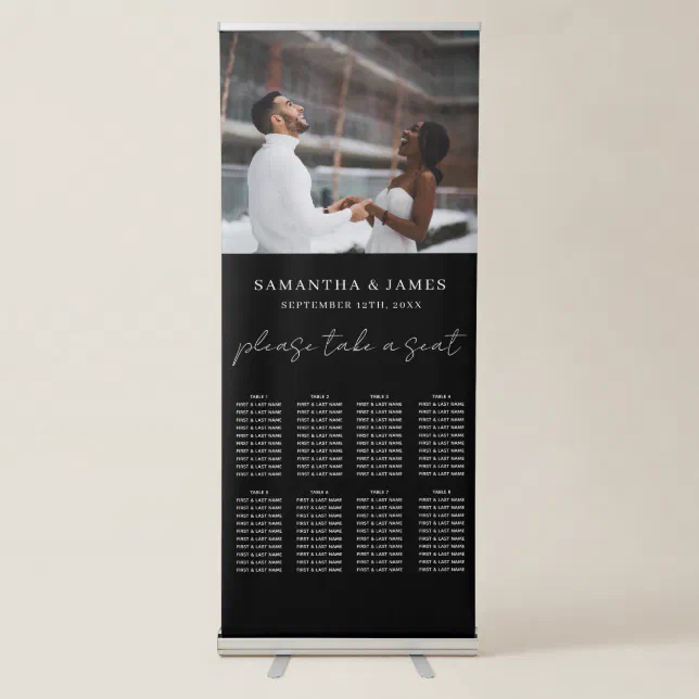 Photo Take a Seat Black Wedding Seating Chart Plan Retractable Banner ...