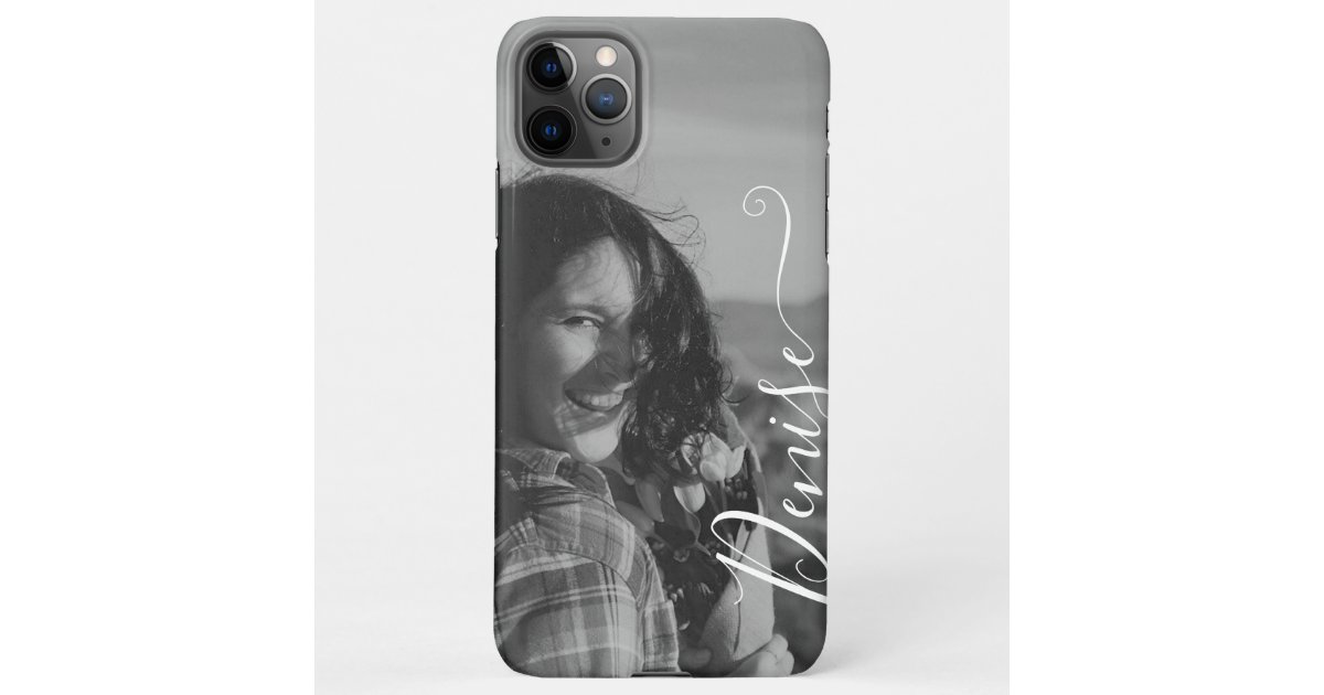 Photo Template Calligraphy Hand Lettered Font Name iPhone Case | Zazzle