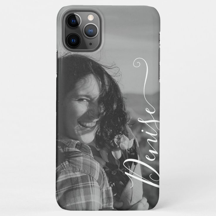 Photo Template Calligraphy Hand Lettered Font Name iPhone Case | Zazzle