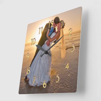 Photo Template Gold Tone Numeral Clock | Zazzle