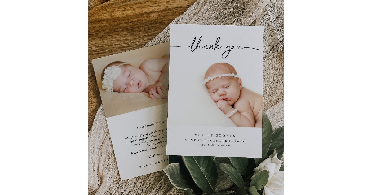 Photo Thank You Baby Birth Announcement Card | Zazzle
