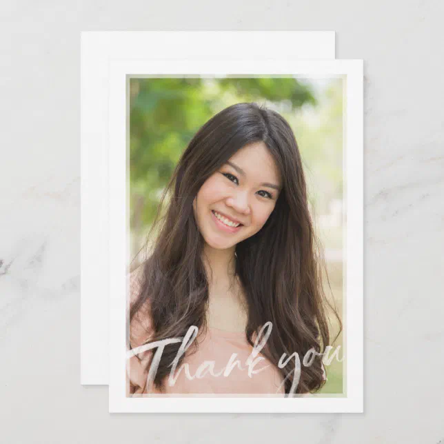PHOTO THANK YOU modern transparent lettering layer | Zazzle