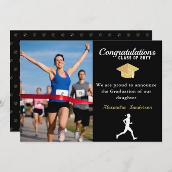 Photo Track runner congratulation graduate Announcement | Zazzle