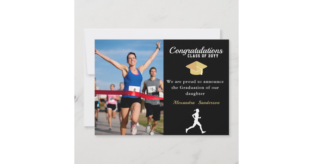 Photo Track runner congratulation graduate Announcement | Zazzle