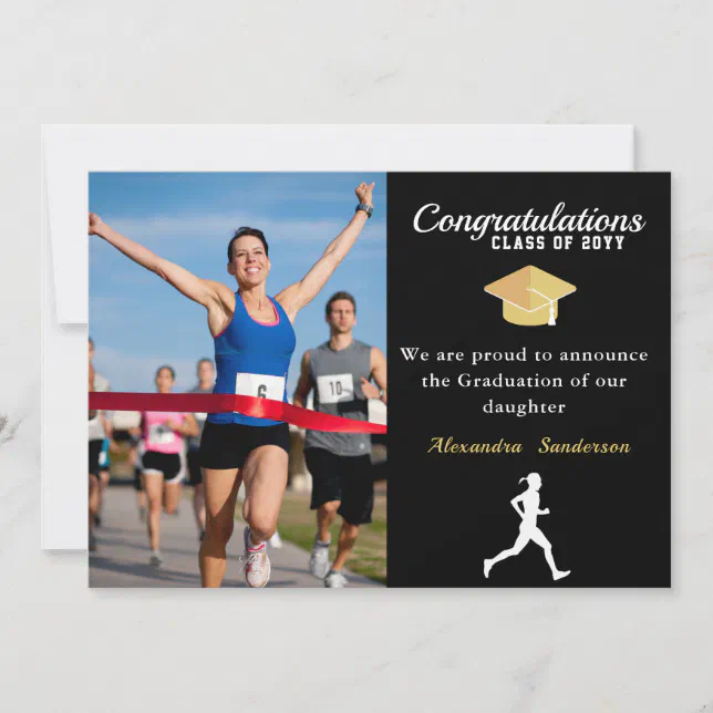 Photo Track runner congratulation graduate Announcement | Zazzle