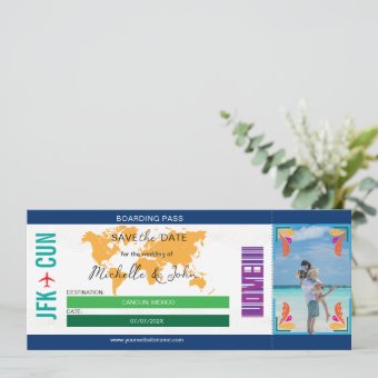 Photo Travel Boarding Pass Mexico Save The Date Invitation | Zazzle