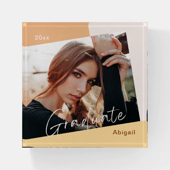 Photo Trendy Modern Natural Graduation Paperweight | Zazzle