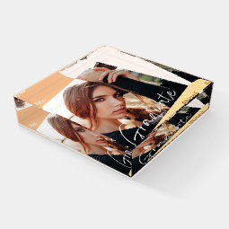 Photo Trendy Modern Natural Graduation Paperweight | Zazzle