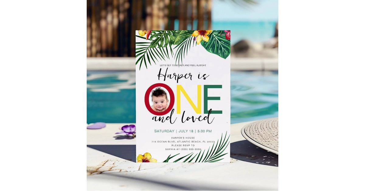 Photo Tropical Wild One Aloha Luau 1st Birthday Invitation | Zazzle