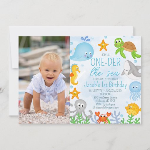 Photo Under the Sea One-der The Sea First Birthday Invitation | Zazzle