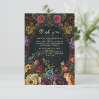 Photo Victorian Gothic Vintage Floral Bridal Thank You Card | Zazzle