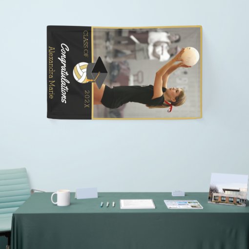 Photo Volleyball player congratulation graduate Banner | Zazzle