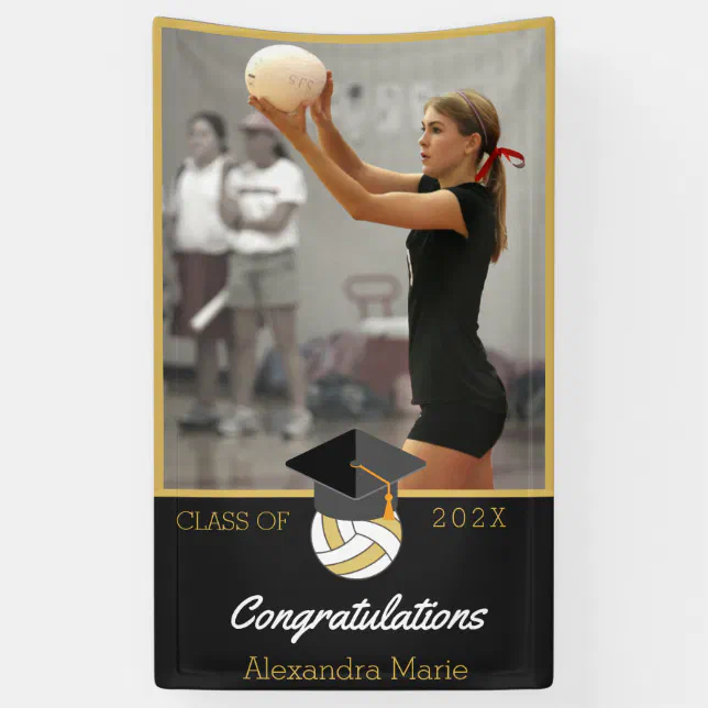 Photo Volleyball player congratulation graduate Banner | Zazzle