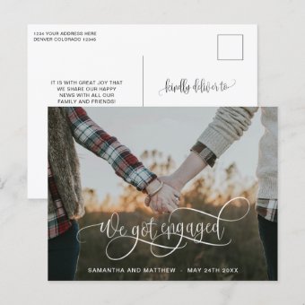 Photo, We Got Engaged White Calligraphy Engagement Announcement ...