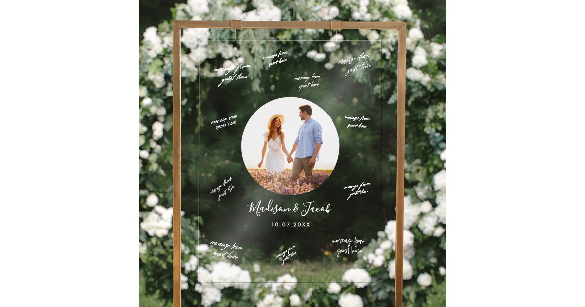Photo Wedding Guest Signature Acrylic Sign | Zazzle
